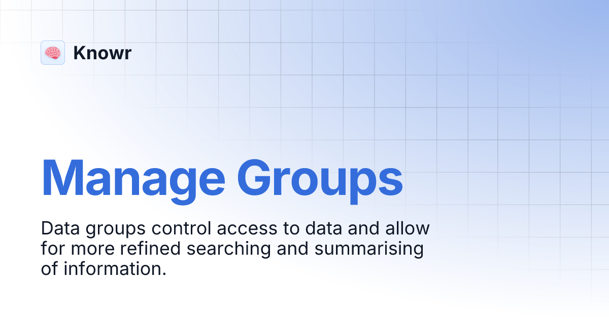 Manage Groups | Knowr